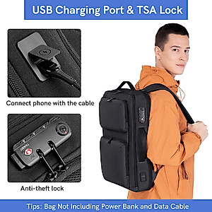 VGOAL 3 in 1 Laptop Backpack, 17.3 Inch Computer Bag Travel Casual Daypack Hiking Backpacks Lightweight Waterproof Backpack with USB Port for Men and Women (BLACK)