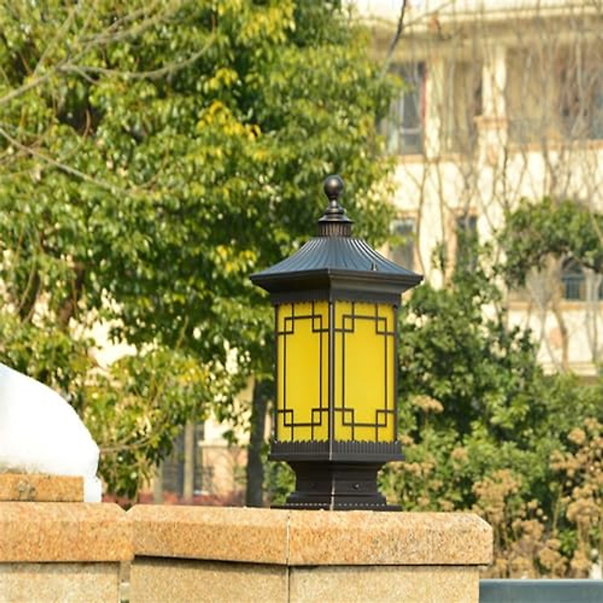 MODEBHD Central European Water-Proof Rust-Proof IP65 Pillar Light, Die-cast Aluminum Outdoor LED Post Light, Villa Courtyard Park Lawn E27 Post Lantern, Square Wall Post Lamps Traditional Landscape L