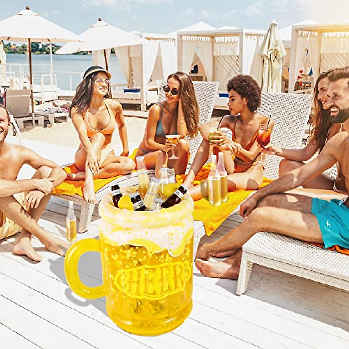 FindUWill Inflatable Cooler for Parties, 2Pack Ice Buckets Large Drink Containers -Portable Drink Cooler for BBQ, Picnic, Pool Party, Birthday Party Supplies, 10 Gallons/38 Liter Capacity, Double Wall