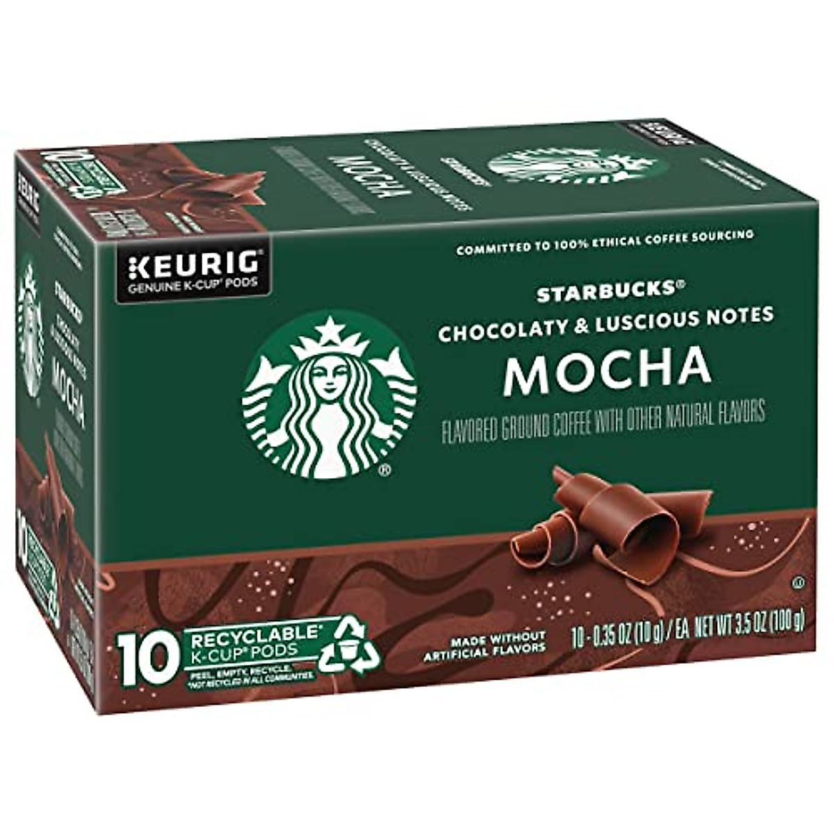 Starbucks Flavored Coffee K-Cup Pods, Mocha Flavored Coffee, Made without Artificial Flavors, Keurig Genuine K-Cup Pods, 10 CT K-Cups/Box (Pack of 3 Boxes)