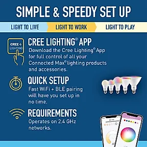 Cree Lighting Connected Max Smart Led Bulb Par38 Outdoor Flood Tunable White + Color Changing, 2.4 Ghz, Works With Alexa And Google Home, No Hub Required, Bluetooth + Wifi, 1Pk