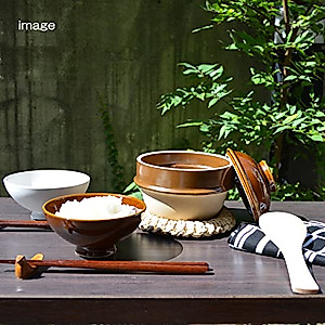 Tsukamoto KM-1 Mashiko Ware Rice Earthenware Pot, 1 Go, Brown, 5.5 inches (14 cm), Brown