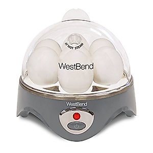 West Bend 87628 Automatic Electric Egg Cooker Hard-or Soft-Cook 7 or 2 Poached or Scrambled, 360 Watts, Gray