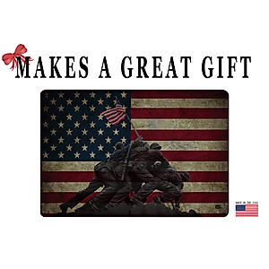 Rogue River Tactical Iwo Jima Memorial USA American Flag Gun Cleaning Mat Bench Pad Gift for Gun Owner Patriotic Military Veteran