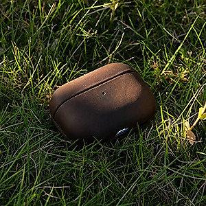 MAOGOAM AirPods Pro 2nd Generation Leather Case Cover with Button, Genuine Vintage Oil Wax Crazy Horse Cowhide Leather Case for Airpods Pro 2, Indiana Jones Style, The Front LED Visible,Dark Brown