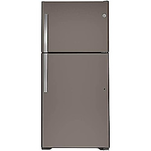 GE GTS22KMNRES 33" Top Freezer Refrigerator with 21.93 cu. ft. Capacity, LED Lighting, Edge-to-Edge Glass Shelves and Upfront Temperature Controls in Slate