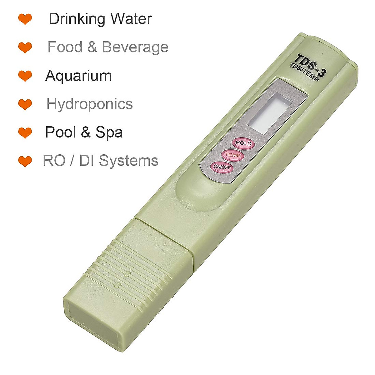 uxcell TDS-3 PPM Conductivity Meter Digital Tester for Ro Water Aquarium Pool Green