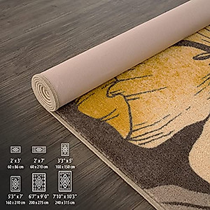 CAMILSON Solana Modern Floral 7'10" x 10'3" Area Rugs Non-Skid (Non-Slip) Rubber Backing Yellow - Brown Flowers Indoor Rug (8x10, Yellow Brown)