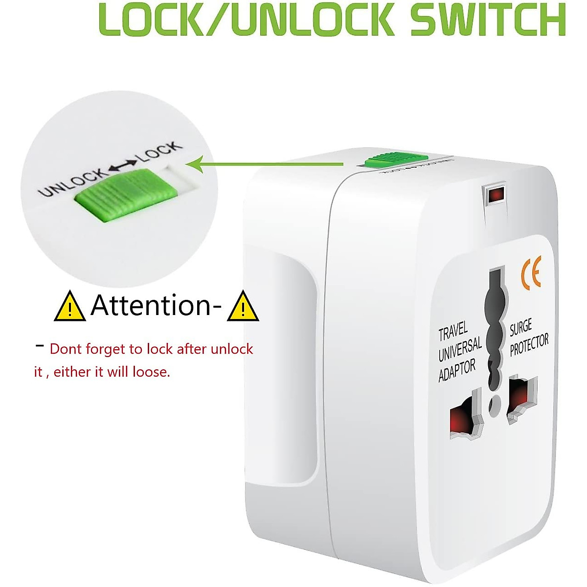 Fortuna Mille Travel Adaptor, Universal Power Converter for 150+ Countries, Multi Plug for UK/US/AU/EU/CA, White