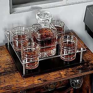 Whiskey Decanter Set With Glasses, Whiskey Glasses Set of 4 with Wooden Base,Crystal Wine Decanter for Men 750ML
