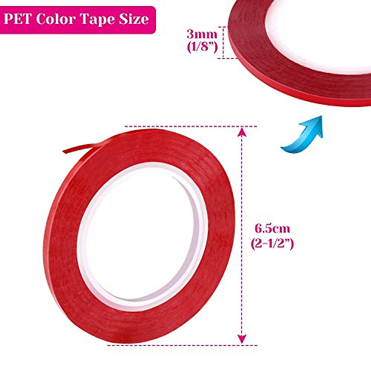 Cridoz 6 Rolls 1/8 Whiteboard Tape Thin White Board Tape Lines Pinstripe Dry Erase Art Tape Graphic Chart Grid Electrical Tape, 108 Feet Per Roll