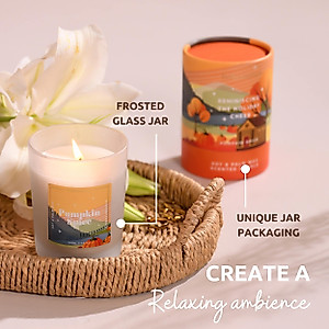 Folkulture Fall Candles for Home Scented, 7.06 Oz Soy Wax Fall Scented Candle Jar, Candle Gifts for Women, Odor Eliminating & Non - Toxic Candle, Large Pumpkin Candle - 50 Hr Burn Time