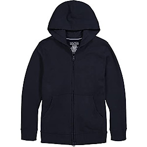 Nautica Boys' Long Sleeve Sensory-Friendly Fleece Full Zip Hoodie, Navy, 4