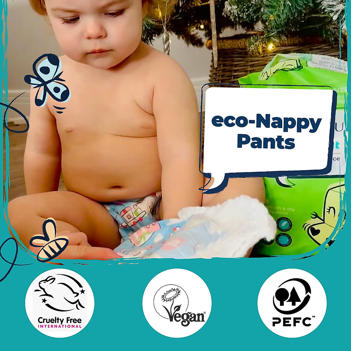 Mum & You Nappychat Premium Performance Eco Diapers, Size 5 (36 Diapers) Smart Tube Technology Leak Protection. 100% Recyclable. Hypoallergenic, Dermatologically-Tested. No Lotion, Perfume or Dyes.
