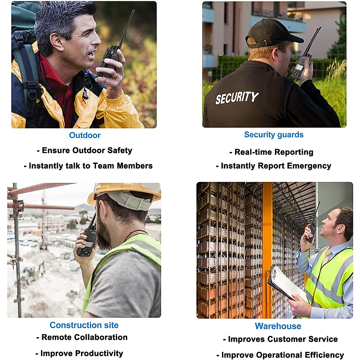 SAMCOM FPCN10A Two Way Radios Long Range 3000mAh Heavy Duty Walkie Talkies for Adults Rechargeable Handheld UHF 2 Way Radios with Earpieces Dual PTT for Biking Camping Hiking Hunting,3 Packs