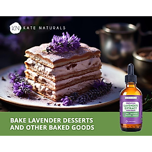 Kate Naturals Lavender Extract for Baking, Drinks, Coffee, Lattes. Food Grade Lavender Oil for Flavoring & Cooking (1oz, Sugar Free)