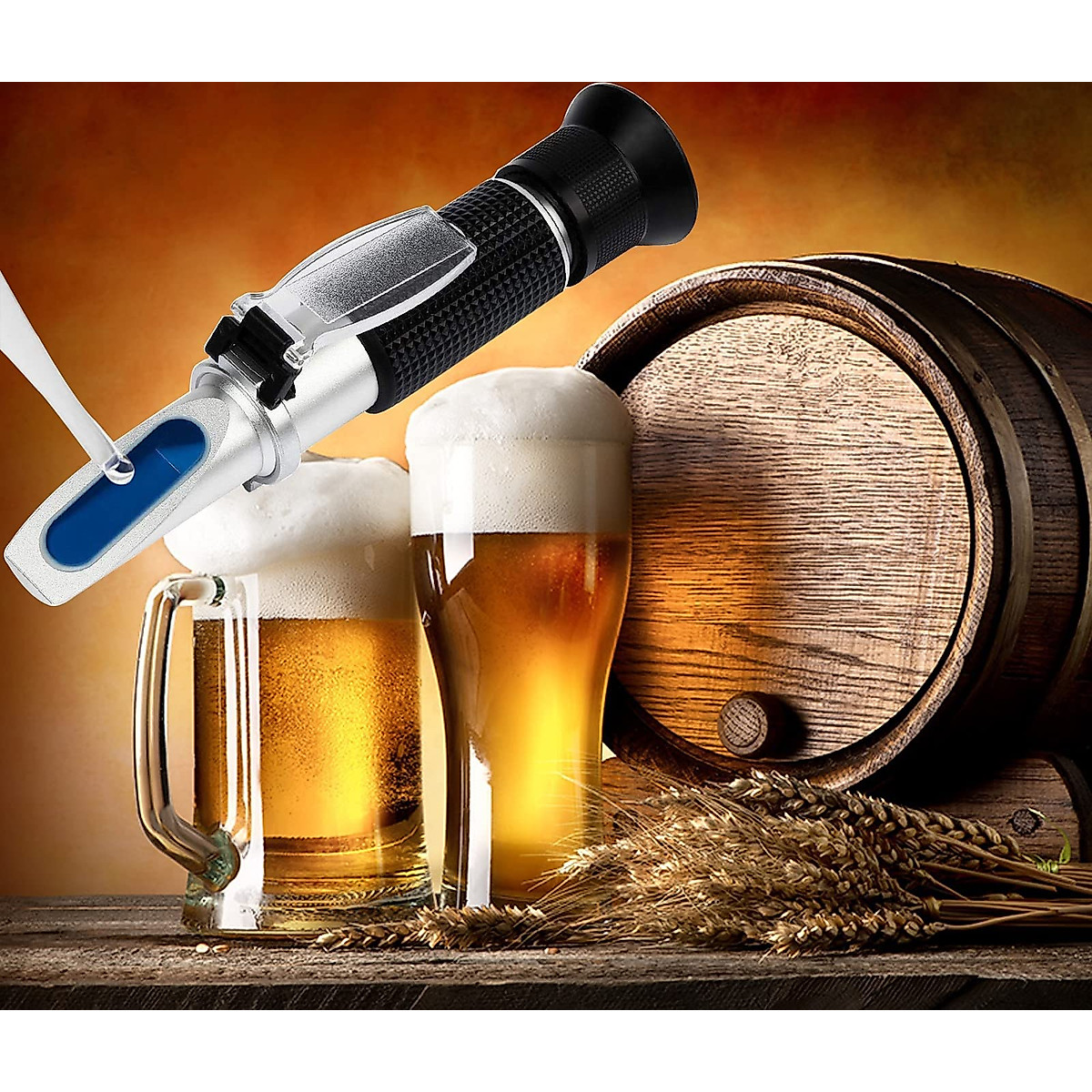 Refractometer for Beer Wine Brewing Brix Beer Refractometer Dual Scale 1.000-1.130 and Brix 0-32% for Measuring Sugar Content in Fruit Beverage