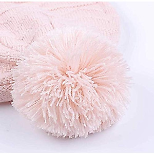 Kids Winter Beanie Hat Mittens Set Warm Fleece Hat Baby Toddler Knitted Hat & Gloves for Boys, Girls Pink