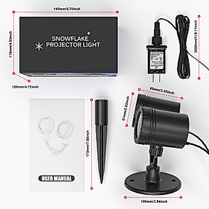 Snowflake Projector Lights Outdoor, Upgrade 2.0 HD Dynamic Christmas Projector Lights Outdoor, IP65 Waterproof Snow Projection Light for Xmas, Holiday, Wedding, Party, Home, Garden Landscape