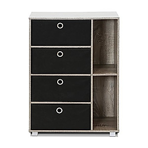 FURINNO Andrey Multipurpose Storage Cabinet, French Oak Grey/Black