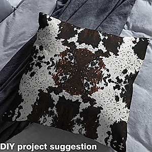 Cowhide Patterns Farmhouse Style Decorative Fabric for Upholstery,Highland Cattle Cow Skin Print Outdoor Fabric by The Yard,Brown White Animal Theme Fabric for Home Decor,3 Yards