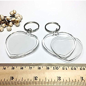 NATUWORLD 25Pcs Clear Acrylic Photo Keychains Blank Heart Shape Picture Frame Keychain Keyring Insert Personalized Keychain Snap in Insert Key Chain Keyrings Key Holder Great for DIY Gift