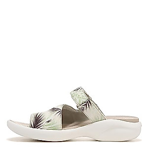 BZees Womens Carry On Slide Sandal Green Palm Leaf 10 W