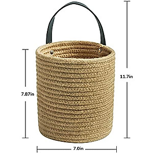 Goodpick 2pack Jute Hanging Basket - Small Woven Fern Hanging Rope Basket Flower Plants Wall Basket Decor Set Boho, 7.87 x 7 x 11.7 inches