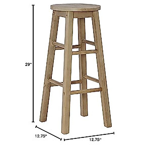Linon Zeke Grey Wash 29" Barstool with Round Seat