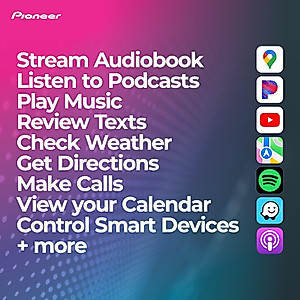Pioneer DMH-WT3800NEX Digital Multimedia Receiver with Wireless Apple CarPlay and Android Auto, 9” Capacitive Floating Screen, Single-DIN, Built-in Bluetooth and WiFi, Amazon Alexa via App