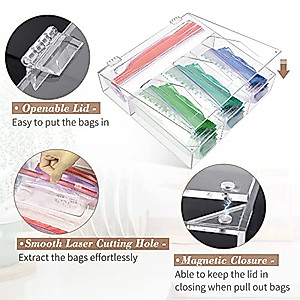 Ziplock Bag Storage Organizer, Acrylic Baggie Organizer for Drawer Kitchen Clear Plastic Food Storage Bags Holder Organizer for Gallon, Quart, Sandwich, Snap, Freezer, Slider Bags, 12 Inch