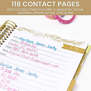 bloom daily planners New Address Book with Alphabetical Tabs - Hardcover Contact Book & Password Book Organizer for Addresses, Phone Numbers, Birthdays & Anniversaries (6” x 8.25”) - Marble