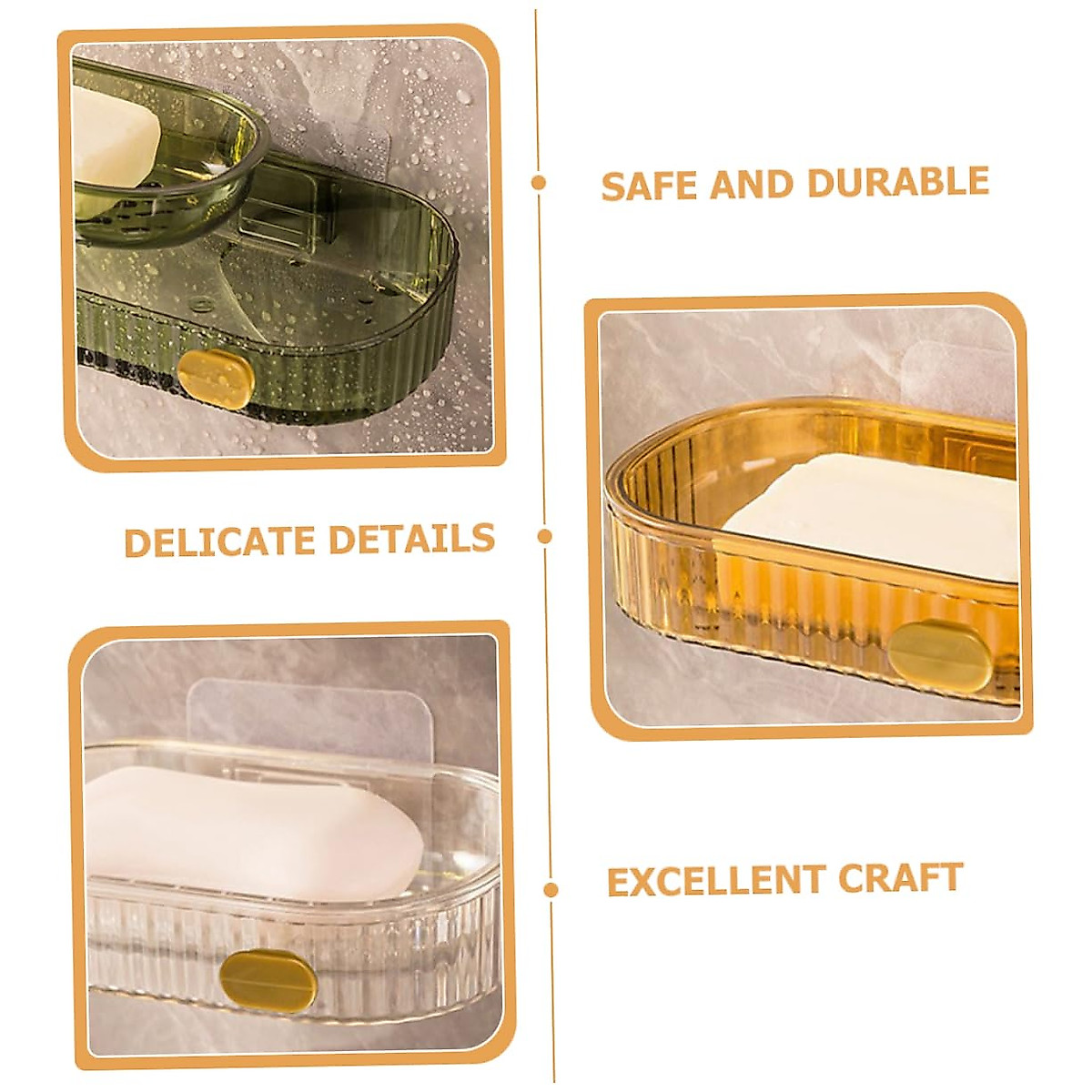 Luxshiny Wall-Mounted Soap Bar Holder for Bathroom Detachable Soap Box Drain Design Easy Install Non-Punching Soap Rack