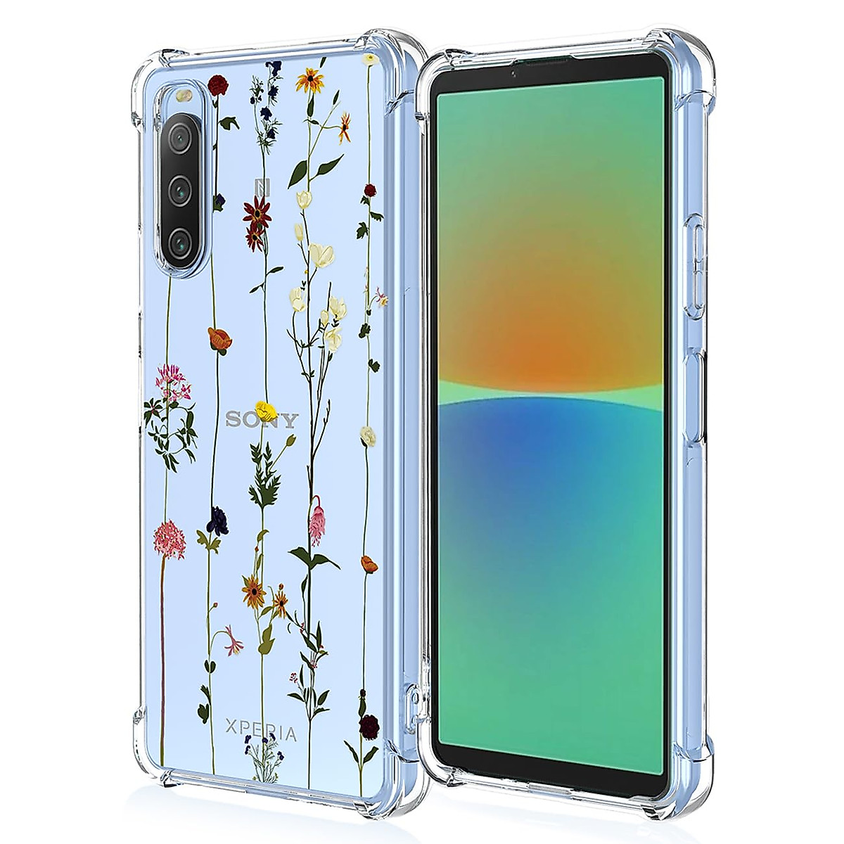 GTBDEKI Phone Case for Xperia 10 III Case, Sony 10 III Lite XQ-BT52 XQ-BT44 Case, Clear Case with Flower Garden Patterns Protective Phone Cover for Sony Xperia 10 III Floral Garden