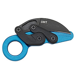 CRKT Provoke Blue Metallic: Morphing Karambit, Plain Edge Blade, Kinematic, Grivory, Low Profile Pocket Clip, 4041B