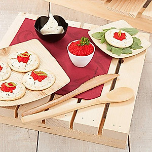Restaurantware 11 Inch Rustic Serving Tray, 1 Square Ottoman Table Tray - Pallet Design, Untreated, Natural Wood Farmhouse Coffee Table Tray, Serve Meals And Snacks, For Home Decor - Restaurantware