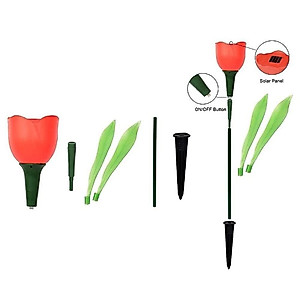 UWEL 6 Pcs Solar LED Light Outdoor Waterproof Multicolor Solar Flower Tulip Light Bulb for Home Garden Yard Lawn Landscape Night Lamp