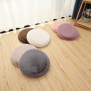 Jhorxa Memory Foam Seat Cushion, Round Floor Cushion, Soft Faux Fur Seat Cushion for Office Chair, Multicolors 18 x 18 Inch