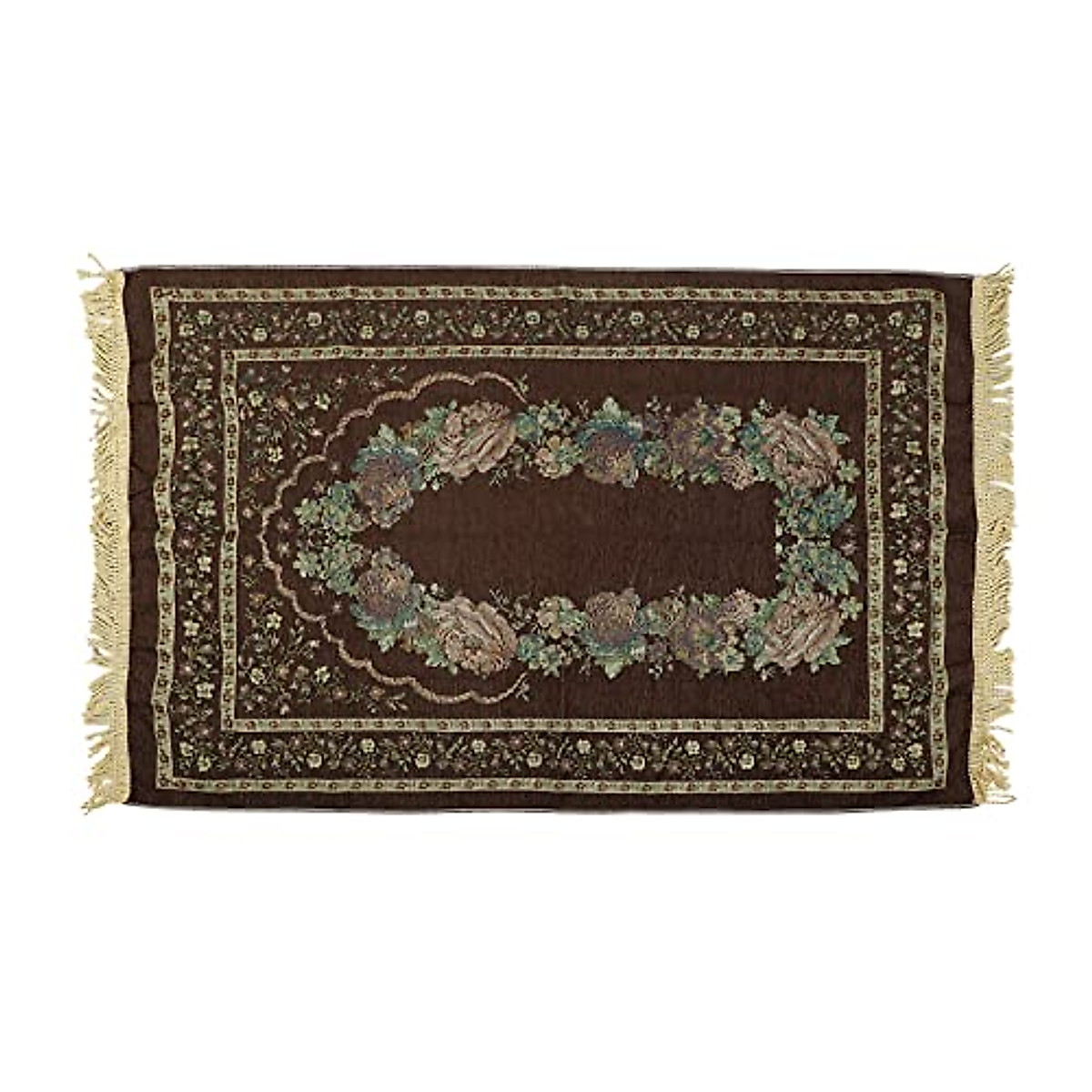 Muslim Prayer Rug Islamic Prayer Mat Traditional Chenille Area Rug Thin Large Turkish Prayer Mat for Eid Travel Ramadan Sajadah Soft Luxury Praying Mat for Men Women Janamaz Ramadan (Dark Brown)