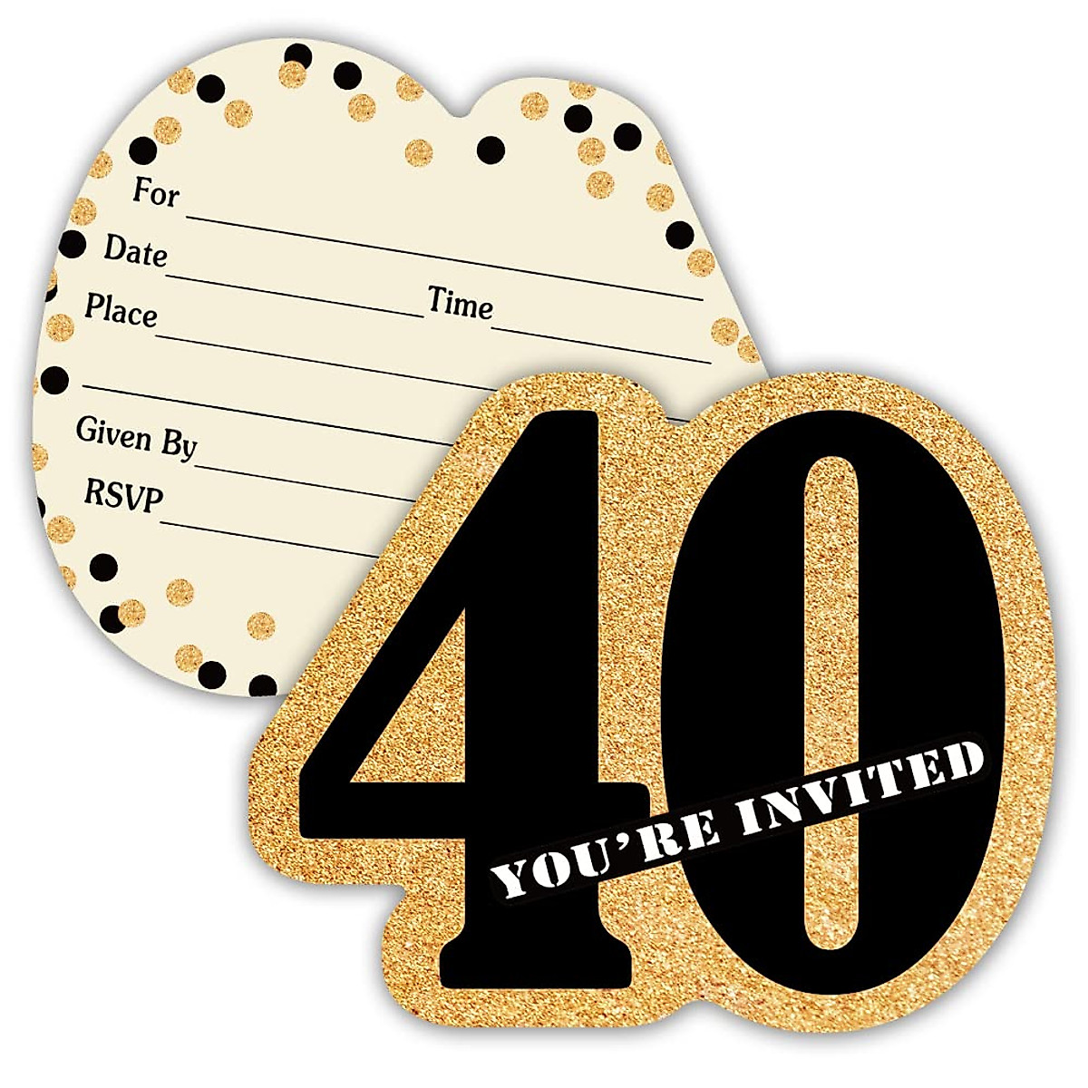 Haizct 15 Pack 40th Birthday Party Invitations With Envelopes,40th Party Invitations,40th Celebration,Birthday Party Invitations Cards For Adults