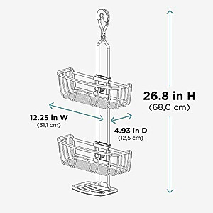 Zenna Home NeverRust Aluminum Adjustable Hanging Shower Caddy, Satin Chrome