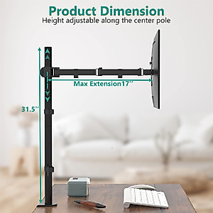 WALI Monitor Arm Mount for Desk, Single Extra Tall Computer Desk Mount, Monitor Bracket Mount Stand Single, up to 32 inch, 22 lbs (M001XL), Black