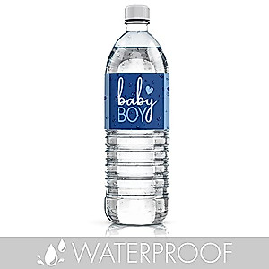 Blue It’s a Boy Baby Shower Water Bottle Labels - Baby Boy - 24 Stickers
