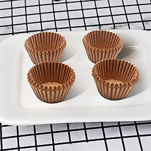 Mini Cupcake Liners 300-Count Natural Baking Paper Cups 1.25 Inch Greaseproof Disposable Muffin Liners for Baking Muffin and Cupcake, Natural Color