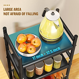 caktraie 4 Tier Rolling Cart, Kitchen Carts on Wheels with Storage and Steel Frame, Multifunctional Utility Cart with Wheels for Kitchen, Bathroom, Living Room, Bar, Office