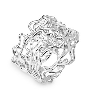 AeraVida Modern Wire Mesh Twist Band .925 Sterling Silver Ring | Delicate Wedding Rings For Women | Sterling Silver Rings Sizes (10)