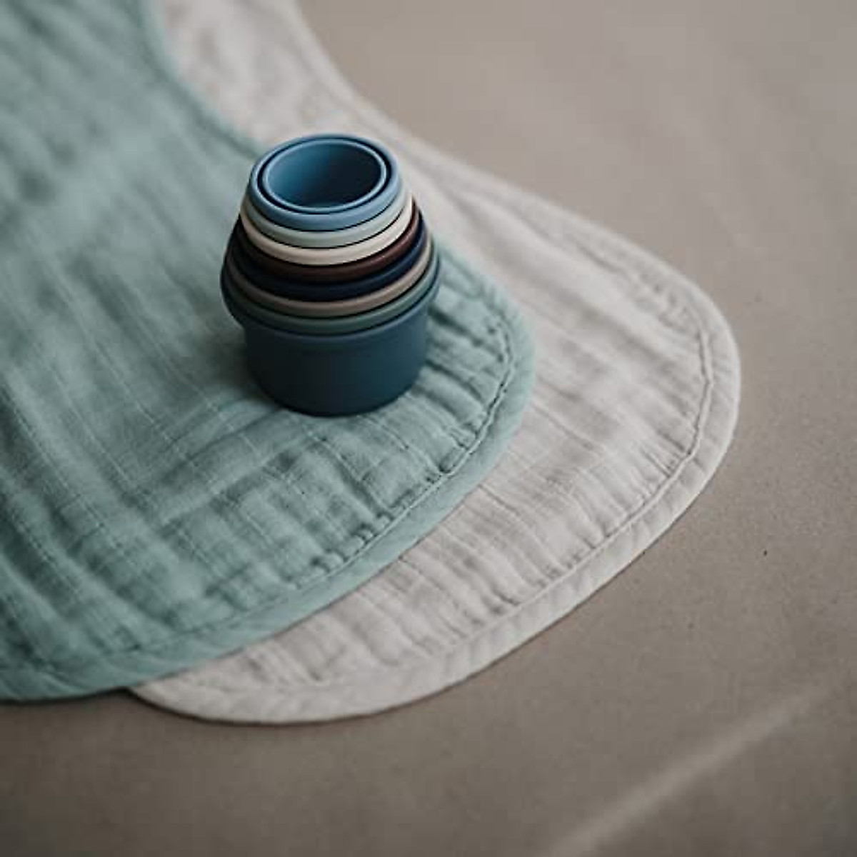 mushie Muslin Baby Burp Cloths | 100% Organic Cotton, Set of 2 (Roman Green/Fog)