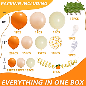 Little Cutie Baby Shower Decorations, Orange Yellow White Balloons Balloon Arch Garland kit with Artificial Willow Leaves for Cutie Fruit Baby Bridal Shower Birthday Party Decorations