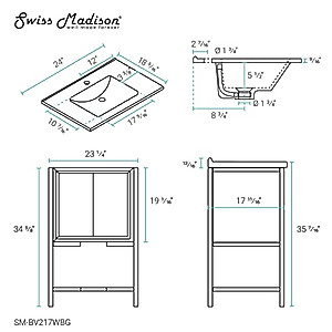 Swiss Madison - well made forever Marseille 24" Bathroom White and Brushed Gold Bath Vanity