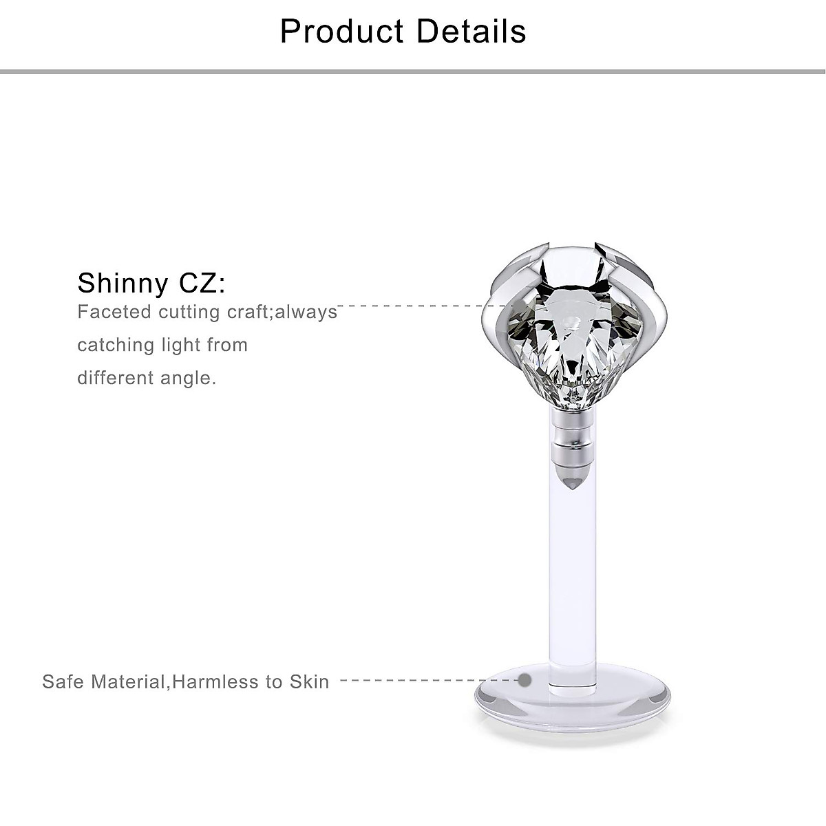 Lcolyoli 32PCS 16G Forward Helix Tragus Cartilage Earring Studs Push Top Labret Monroe Lip Ring Retainer 8MM Barbell Body Piercing Jewelry for Women Men Girls